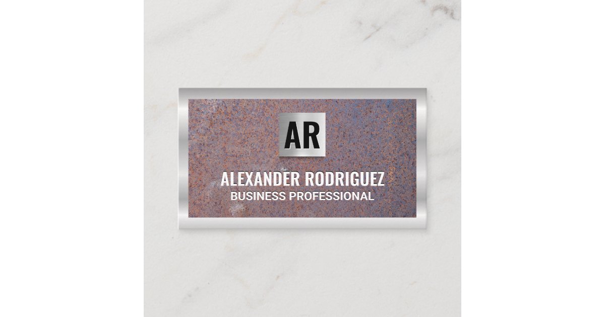 Rusted Background | Metallic Border Business Card | Zazzle
