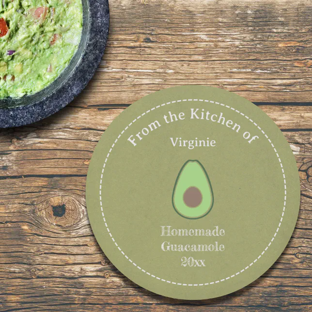 Rustic Avocado & Guacamole Label Sticker | Zazzle