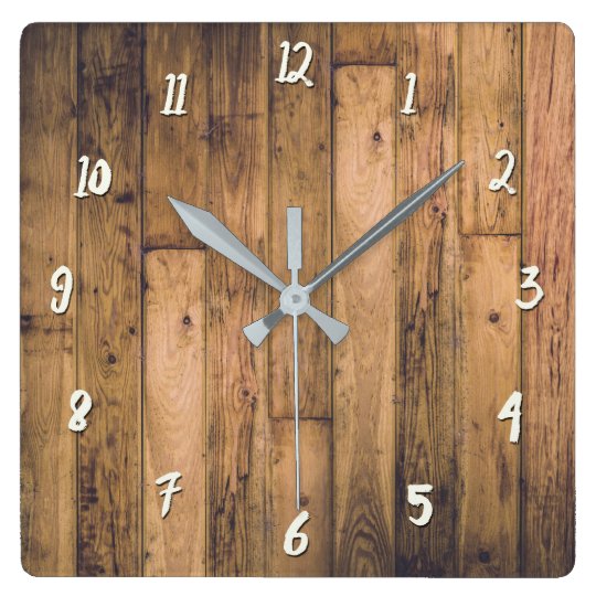 Rustic Barn Wooden Wood Planks Farmhouse Square Wall Clock | Zazzle.co.uk