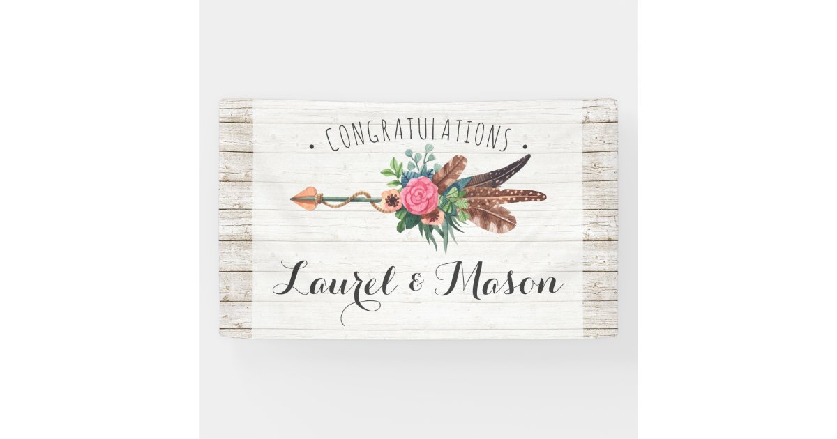 Rustic Bohemian Arrow Wedding Congratulations Sign | Zazzle