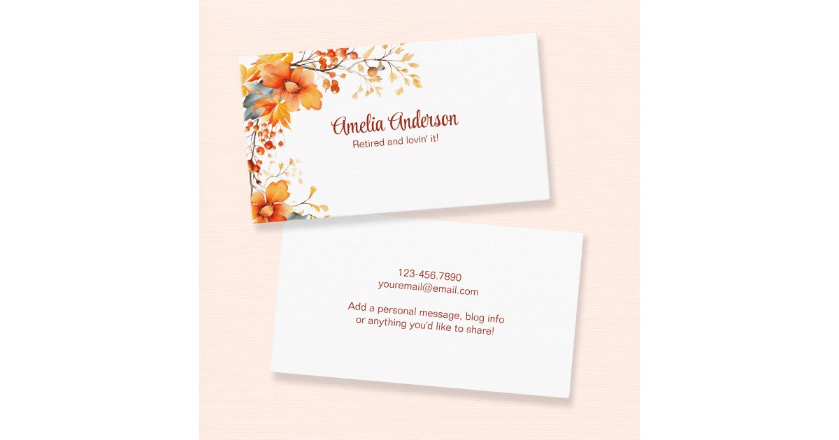 Rustic Botanical Retired And Lovin' It White Calling Card | Zazzle