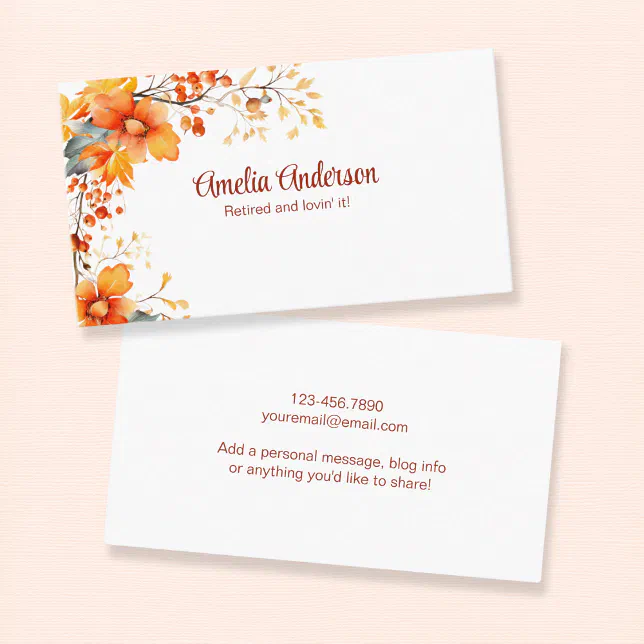 Rustic Botanical Retired And Lovin' It White Calling Card | Zazzle