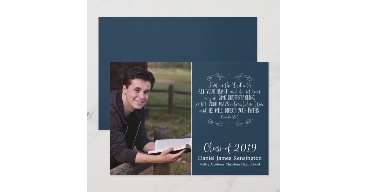 Rustic Christian Bible Verse Graduation Photo Invitation | Zazzle