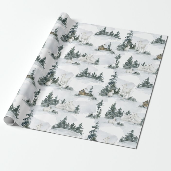 Rustic Christmas Forest Mountain Cabin Gift Wrapping Paper | Zazzle.co.uk