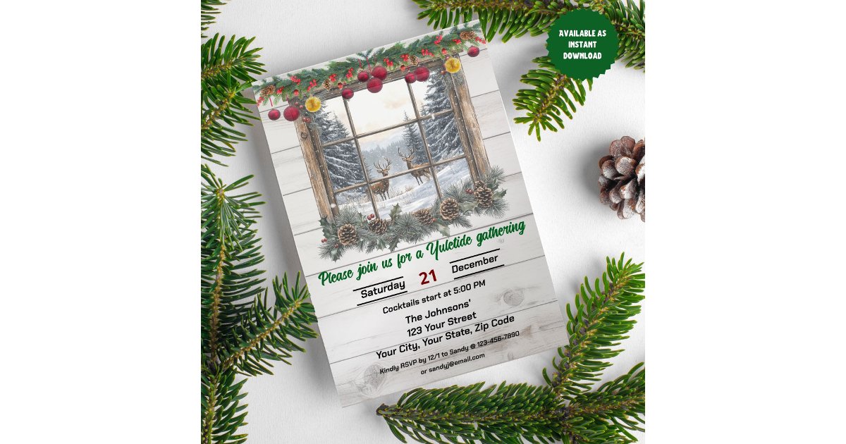 Rustic Christmas Party Invitation | Zazzle