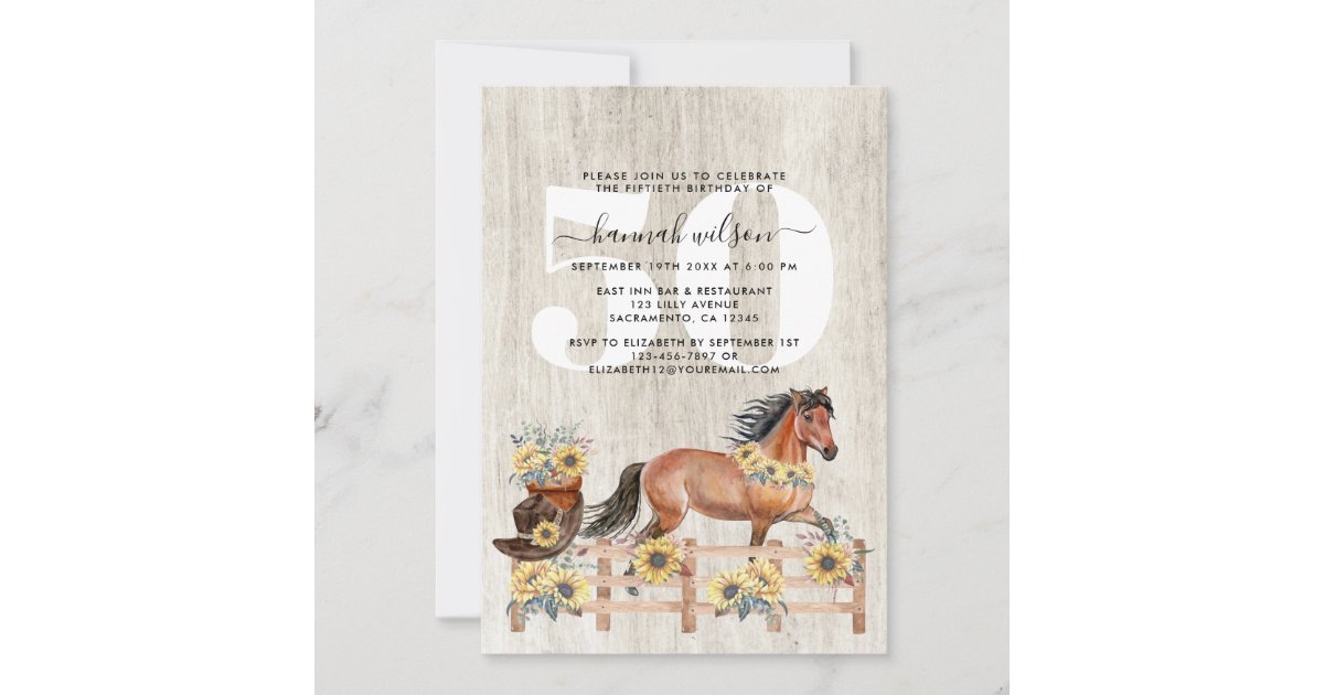 Rustic Country 50th Birthday Party Invitation | Zazzle