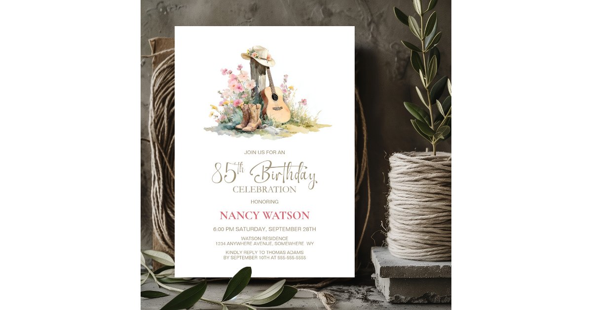 Rustic Country 85th Birthday Party Invitation | Zazzle