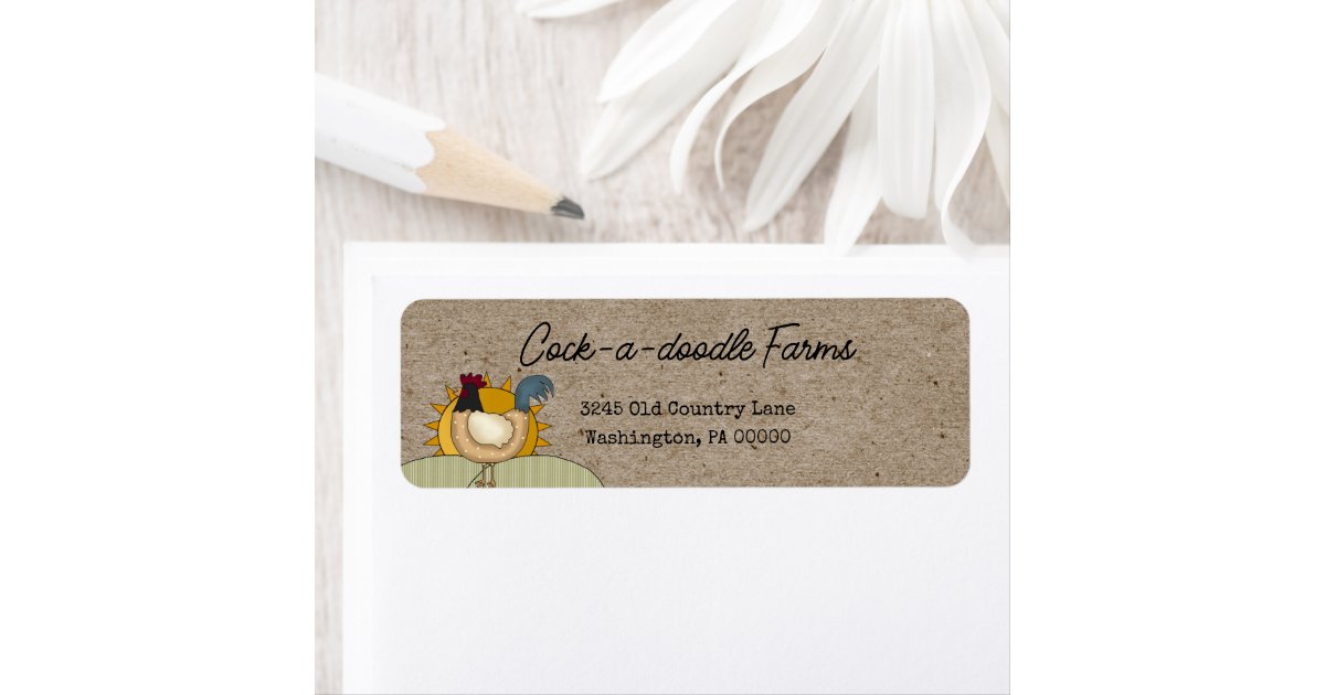 Rustic Country Farm Rooster Return Address Label | Zazzle