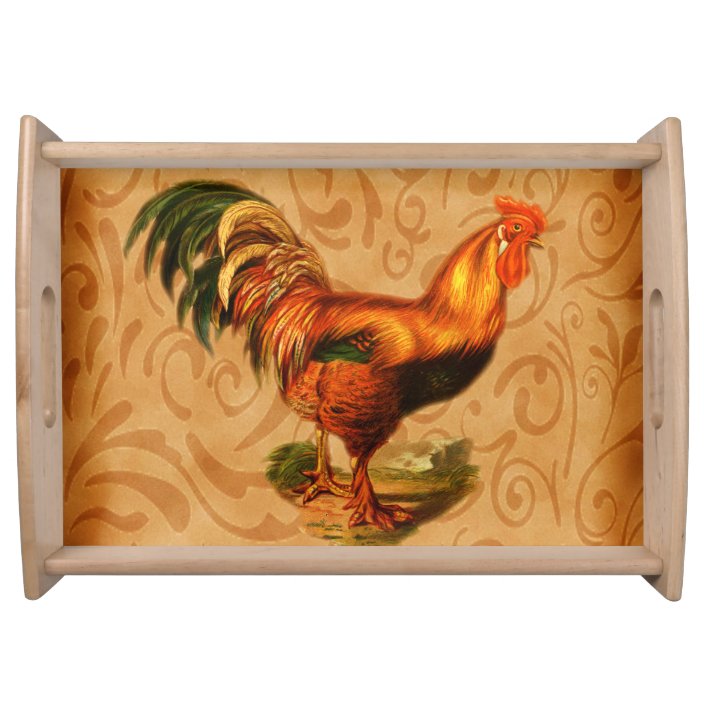 Rustic Country Rooster Serving Tray | Zazzle.co.uk