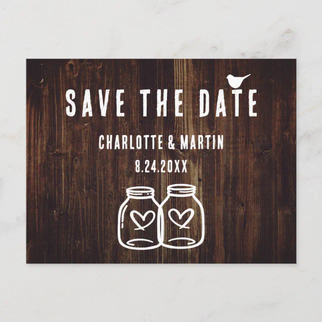 Rustic Country Wood Wedding Save The Date Postcard | Zazzle