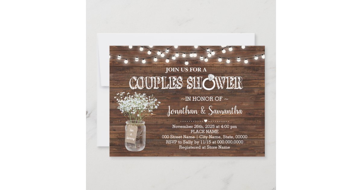 Rustic couples shower country barn wedding shower invitation | Zazzle