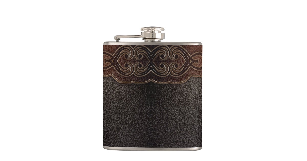 Rustic cowboy fashion western country brown hip flask | Zazzle