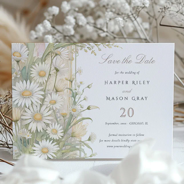 Rustic Daisies Save the Date Wedding Invitation | Zazzle