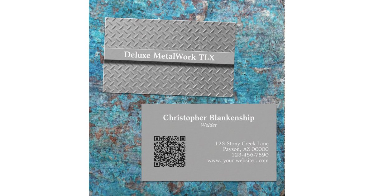 Rustic Diamond Plate Tradesman QR Code Template Business Card | Zazzle