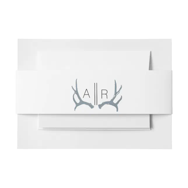Rustic & Elegant | Antler | Custom Initials Invitation Belly Band | Zazzle