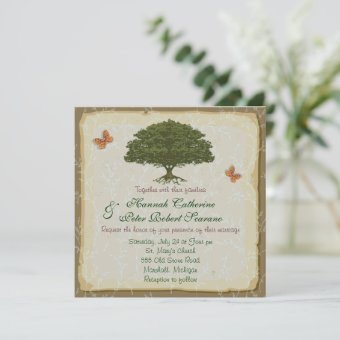 Rustic Elegant Oak Tree Wedding Invitation | Zazzle