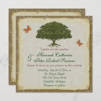 Rustic Elegant Oak Tree Wedding Invitation | Zazzle