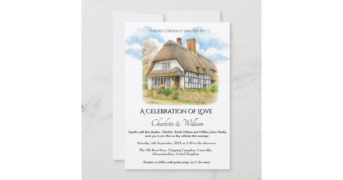 Rustic English Countryside Cottagecore Wedding Invitation | Zazzle