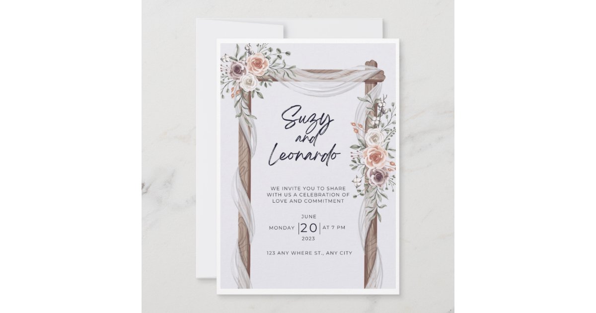 Rustic flower wedding invitation | Zazzle