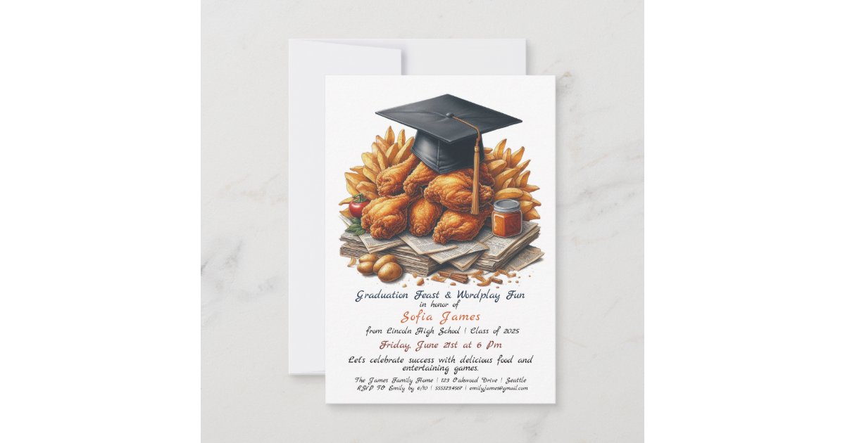 Rustic Fried Chicken Graduation Party Invitation | Zazzle