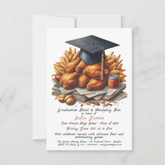 Rustic Fried Chicken Graduation Party Invitation | Zazzle