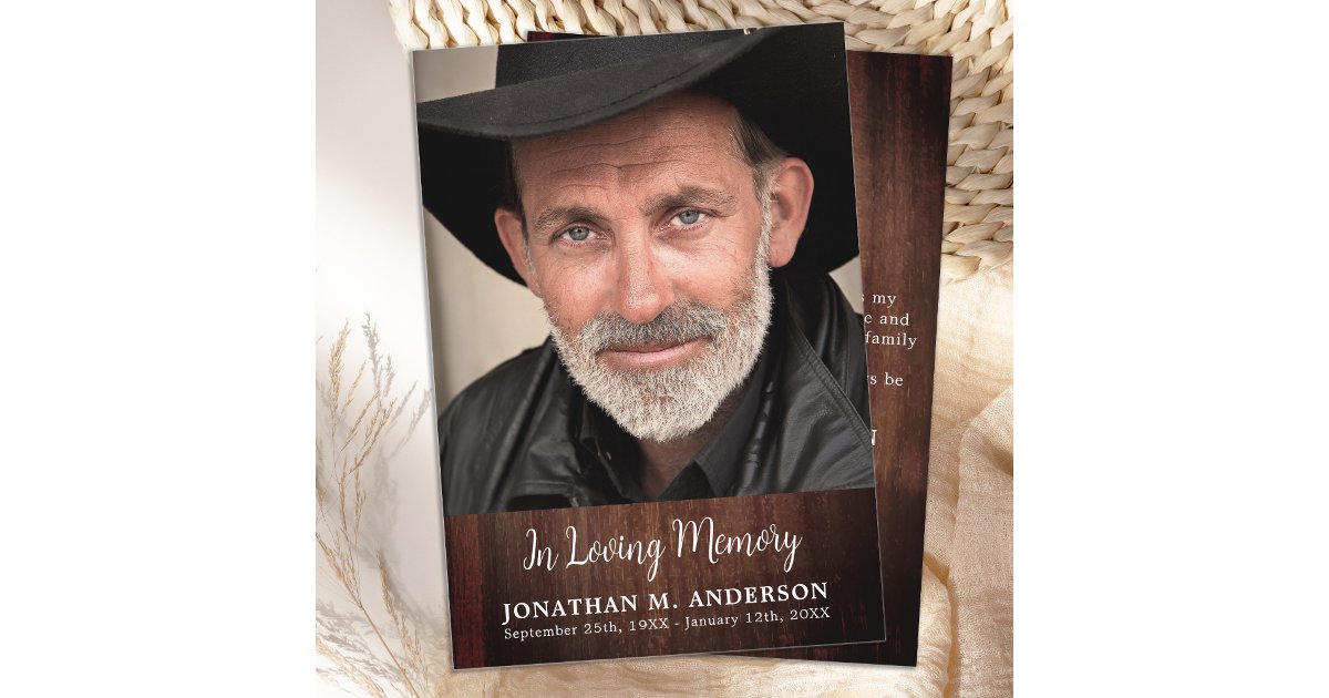 Rustic Funeral Simple Memorial Sympathy Photo Thank You Card | Zazzle