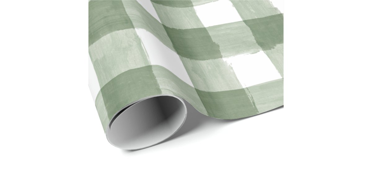Rustic Green Buffalo Check Holiday Wrapping Paper | Zazzle