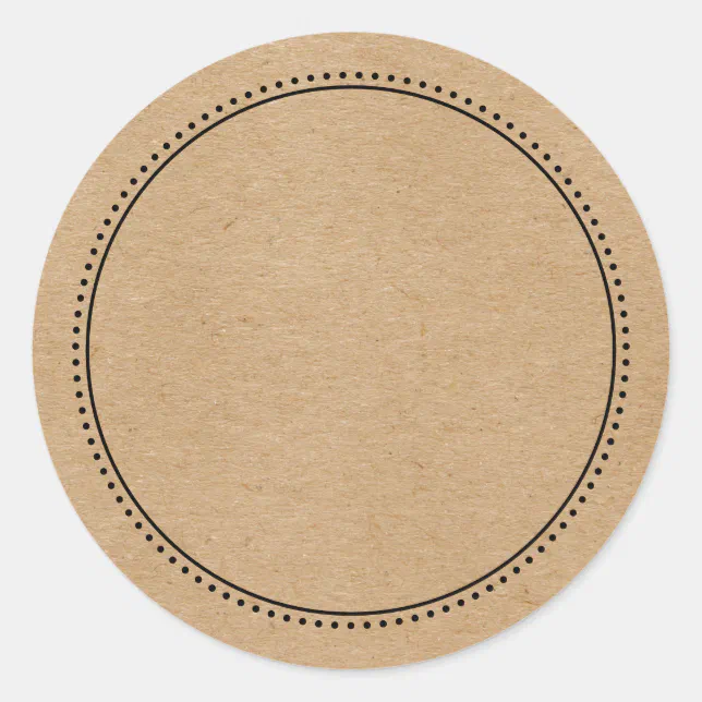 Rustic Kraft Blank Write On Dotted Border Classic Round Sticker | Zazzle
