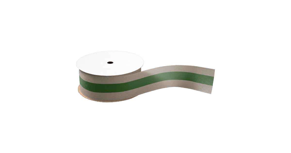 Rustic Kraft Classic Green Stripe Vintage Holiday Grosgrain Ribbon | Zazzle