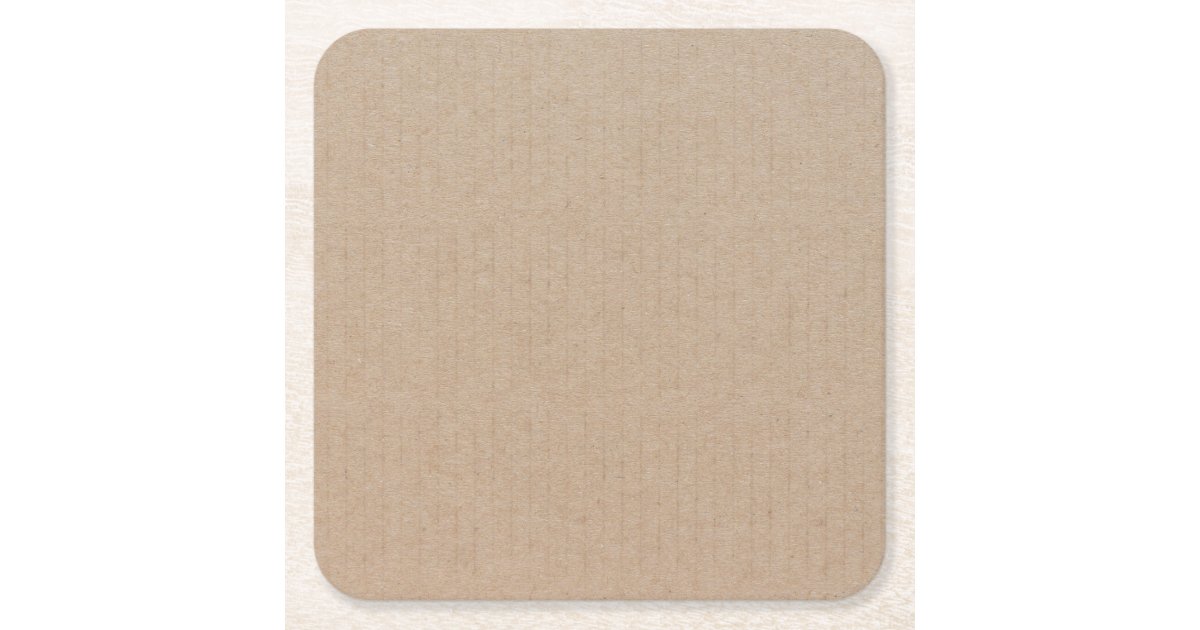 Rustic Kraft Paper Blank Template Custom Square Paper Coaster | Zazzle