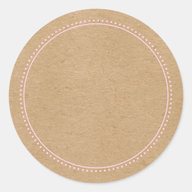 Rustic Kraft Write On Dotted Border Classic Round Sticker | Zazzle