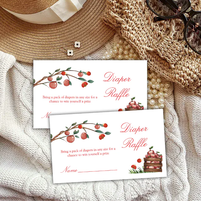 Rustic Ladybug Apple Diaper Raffle Baby Shower Enclosure Card | Zazzle