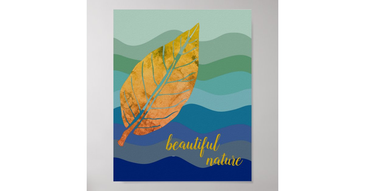 Rustic leaf Nature Love Art Paint Poster | Zazzle