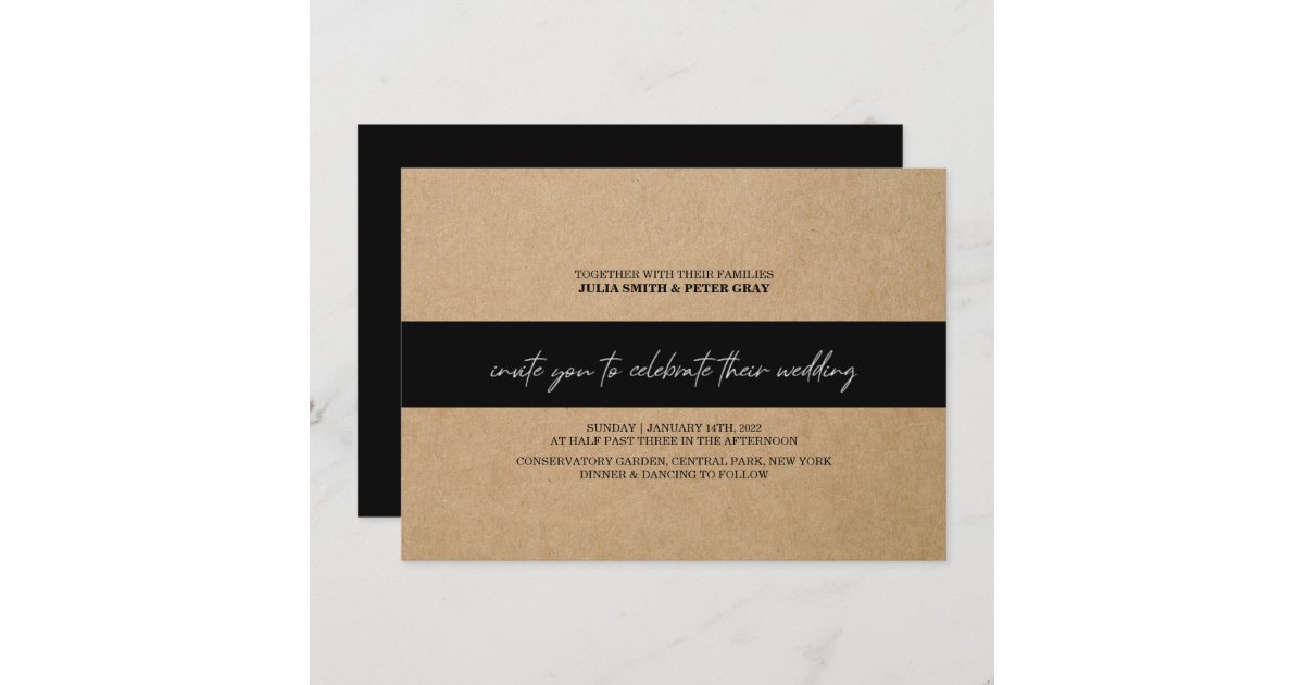 Rustic Modern Brown Paper Wedding Invitation | Zazzle