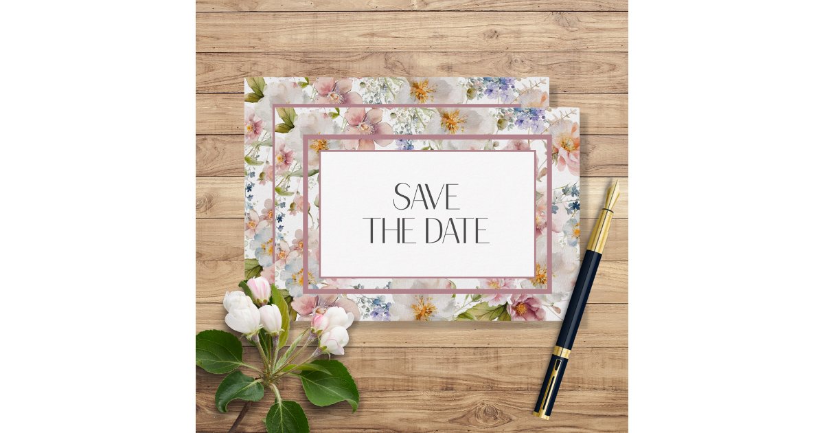Rustic Pastel April Watercolor Floral Wedding Save The Date | Zazzle