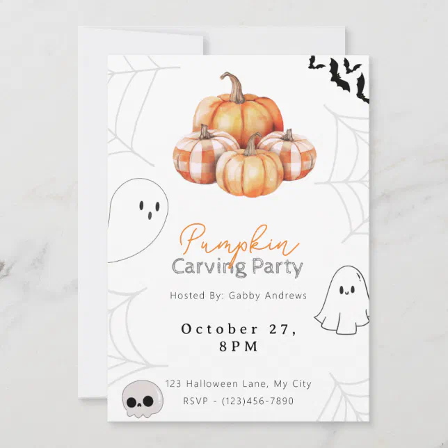 Rustic Plaid Pumpkins Pretty Pumpkin Carving Party Invitation | Zazzle
