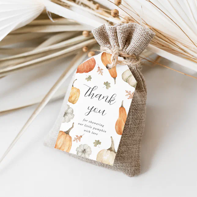 Rustic Pumpkins Fall Baby Shower Thank You Favour Gift Tags | Zazzle