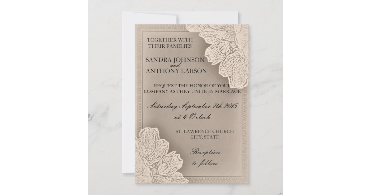 Rustic Raised Floral Wedding Invitation | Zazzle