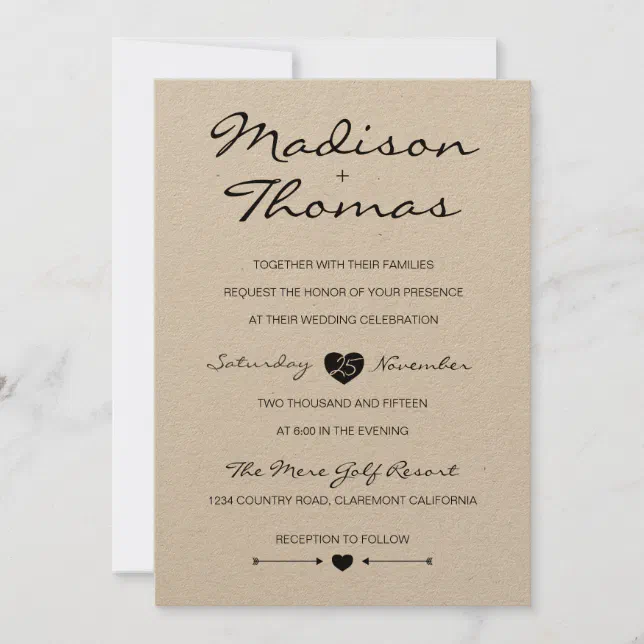 Rustic Romantic Suite wedding invitation | Zazzle