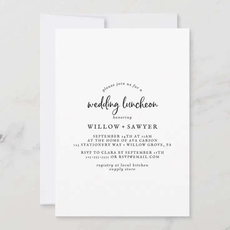 Rustic Script Wedding Luncheon Invitation | Zazzle