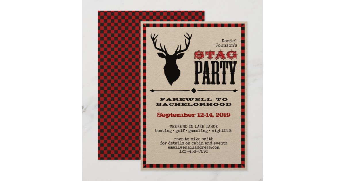 Rustic Stag Bachelor Party Invitation | Zazzle
