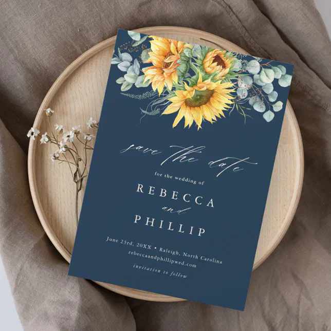 Rustic Sunflower Eucalyptus Wedding Save The Date | Zazzle