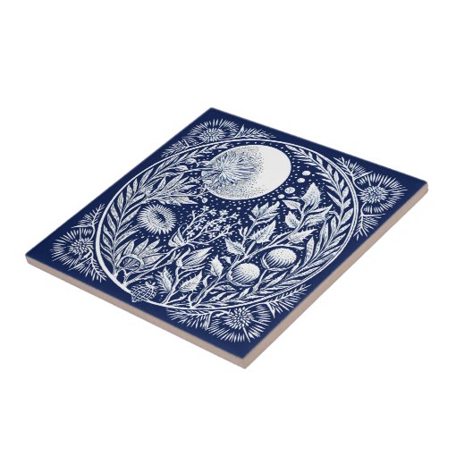 Rustic Thistle Moon Ceramic Tile | Zazzle