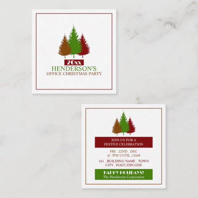 Rustic Tree Silhouettes, Christmas Party Ticket Enclosure Card | Zazzle