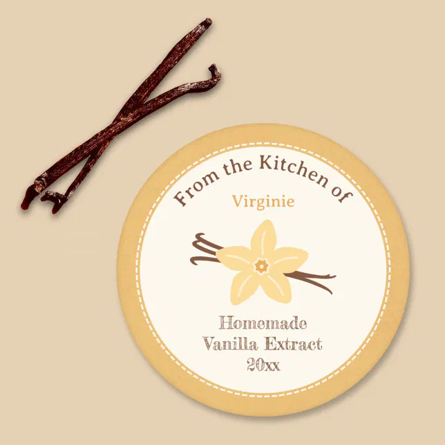 Rustic Vanilla Extract Label Kraft Sticker | Zazzle