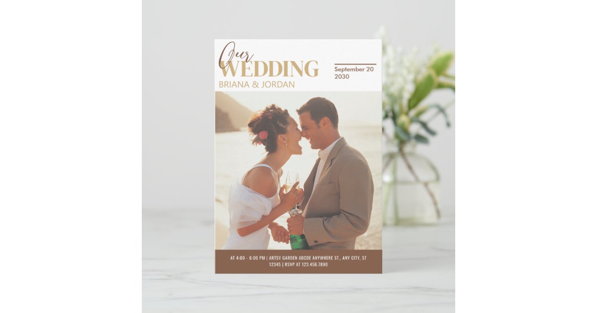 Rustic Vintage Photo of Couple Wedding Magazine Invitation | Zazzle