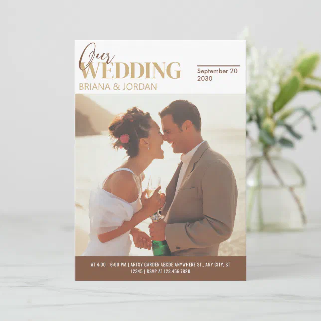 Rustic Vintage Photo of Couple Wedding Magazine Invitation | Zazzle