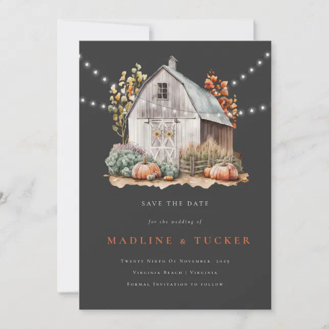 Rustic Wedding Barn Lights Photo Save the Date Invitation | Zazzle