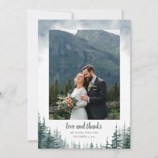 Rustic Wedding Photo Insert Thank you Card | Zazzle