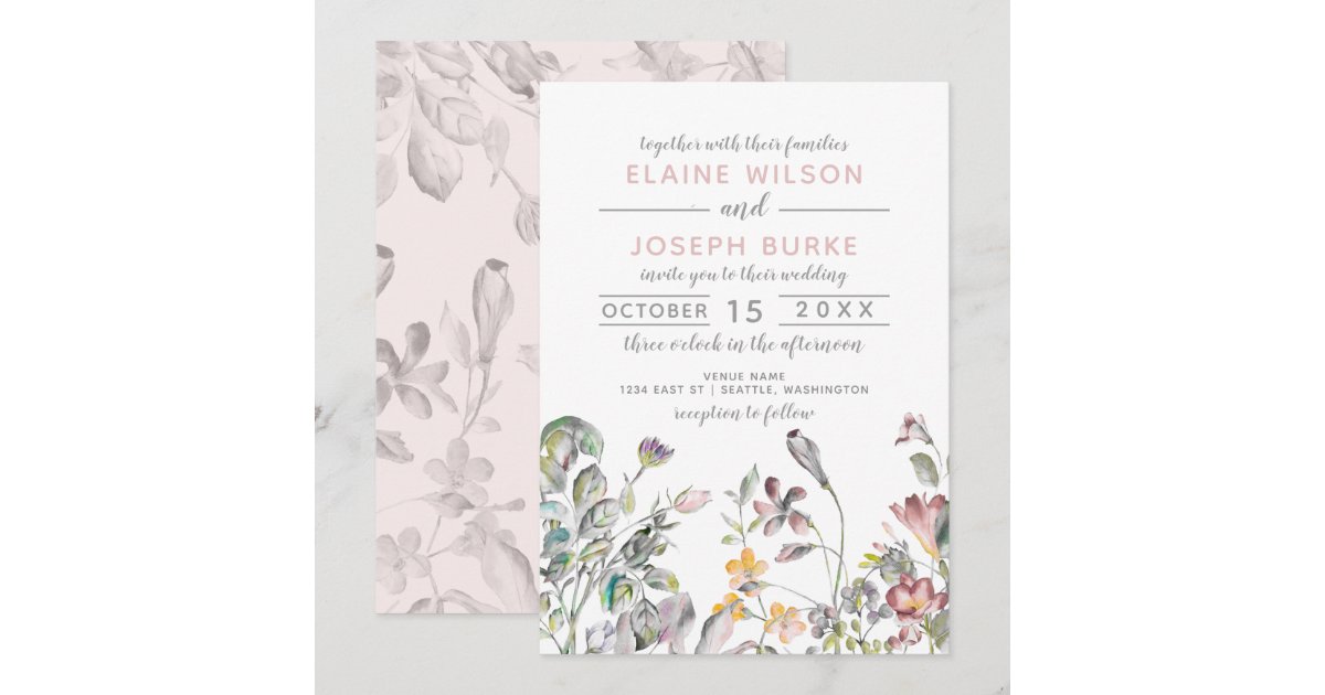 Rustic Wild Flowers Wedding Invitation | Zazzle